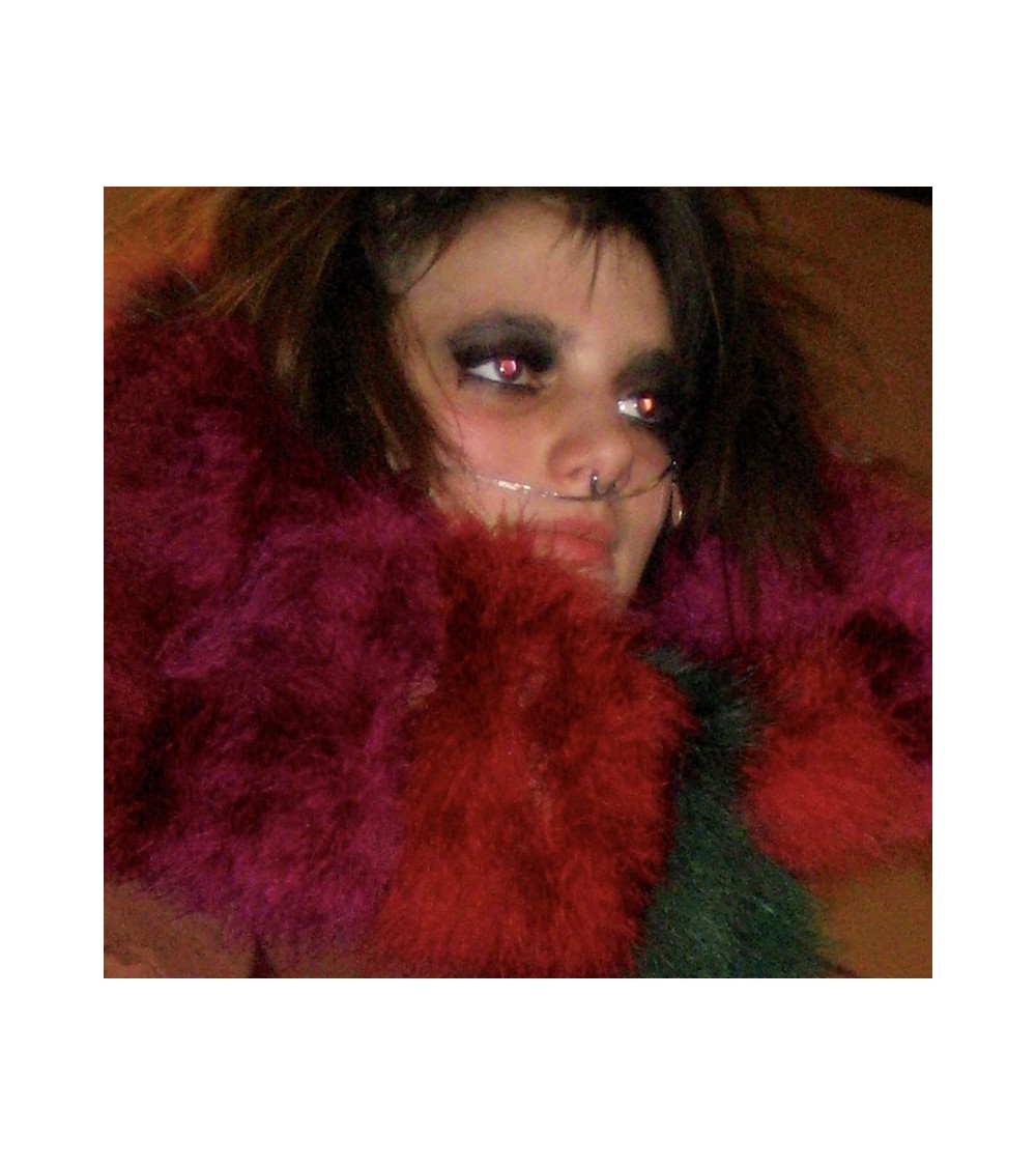 Manteau en micro fibre col à plumes